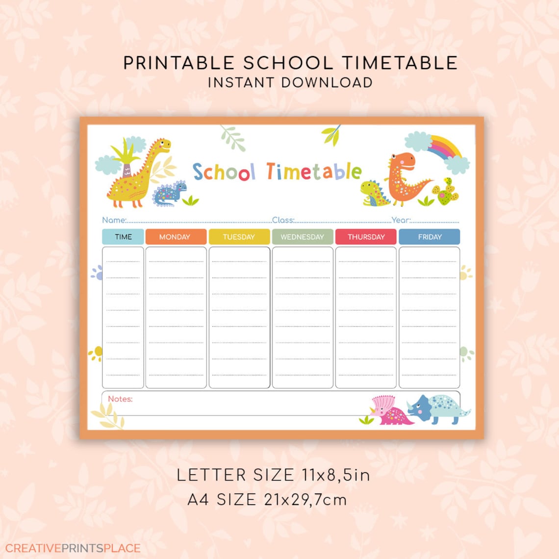 Printable Dinosaur School Timetable, Kids Daily Schedule, Back to ...