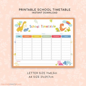 Printable Dinosaur School Timetable, Kids Daily Schedule, Back to ...