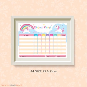 Unicorn Printable Reward Chart, Responsibility Chart for Girls, Girl ...