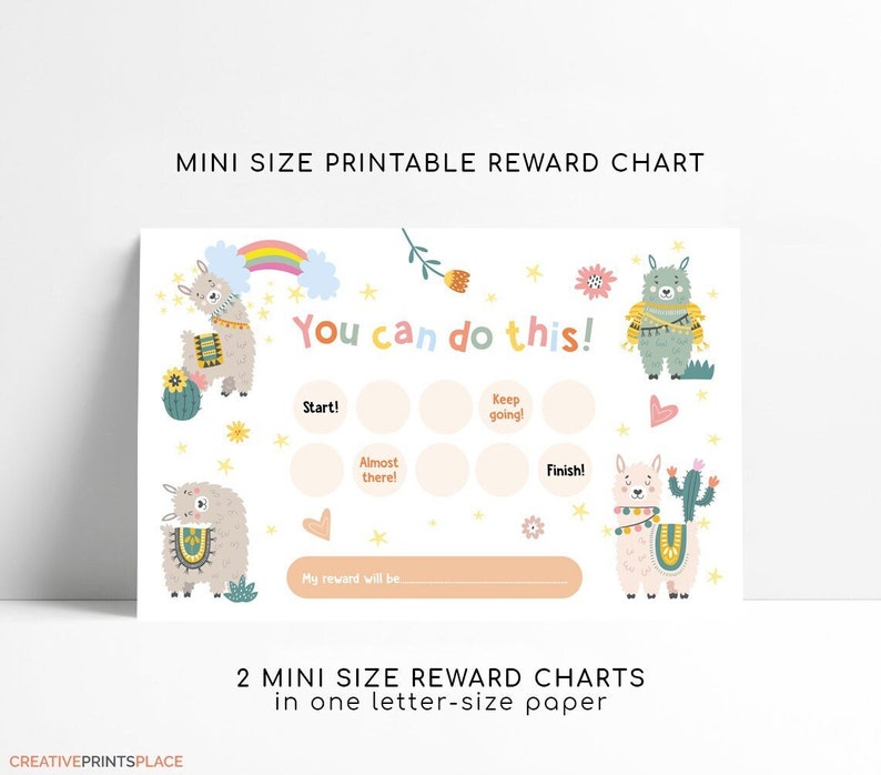 Mini Size Printable Llama Reward Chart, Girl Mini Sticker Chart, Boy ...