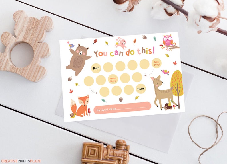 Printable Woodland Animals Reward Chart, Forest Animals Girl's Sticker ...