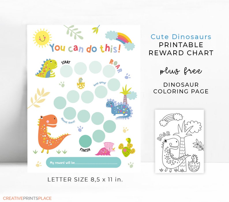Printable Dinosaur Sticker Reward Chart, Dino Reward Charts, Dinosaur ...
