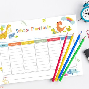 Printable Dinosaur School Timetable, Kids Daily Schedule, Back to ...