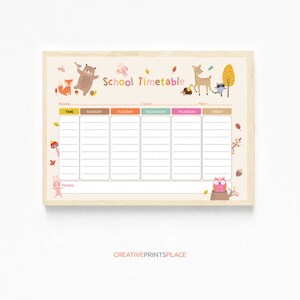 Printable Woodland School Timetable, Kids Daily Schedule, Back to ...