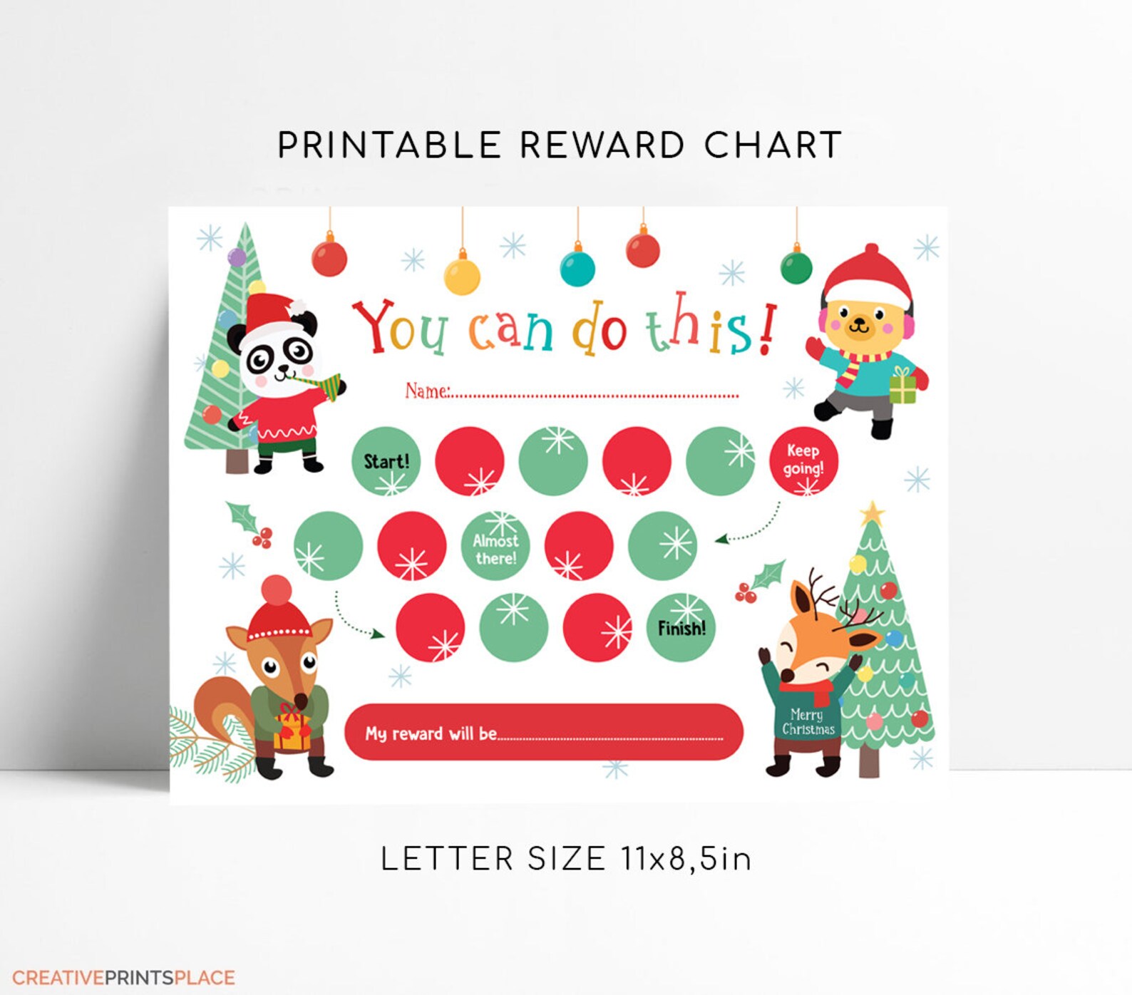 Christmas Sticker Reward Chart, Printable Holiday Christmas Reward ...