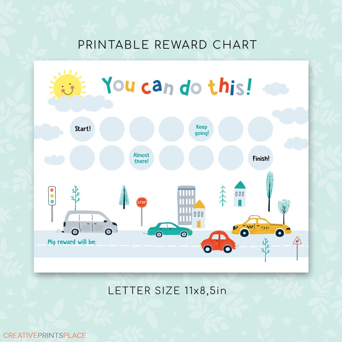 City Cars and Road Printable Sticker Reward Chart, Cars Reward Chart ...
