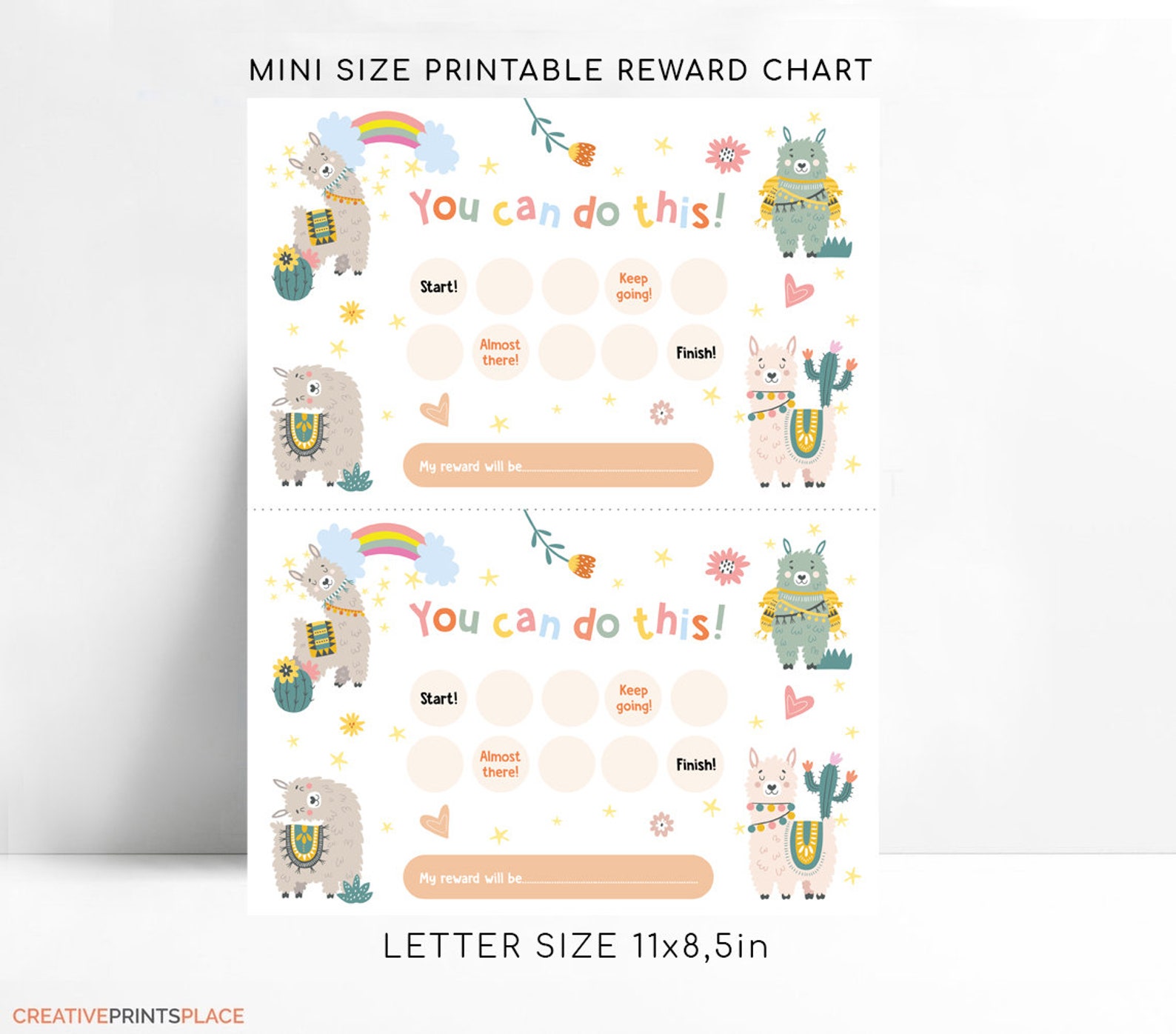 Mini Size Printable Llama Reward Chart, Girl Mini Sticker Chart, Boy ...