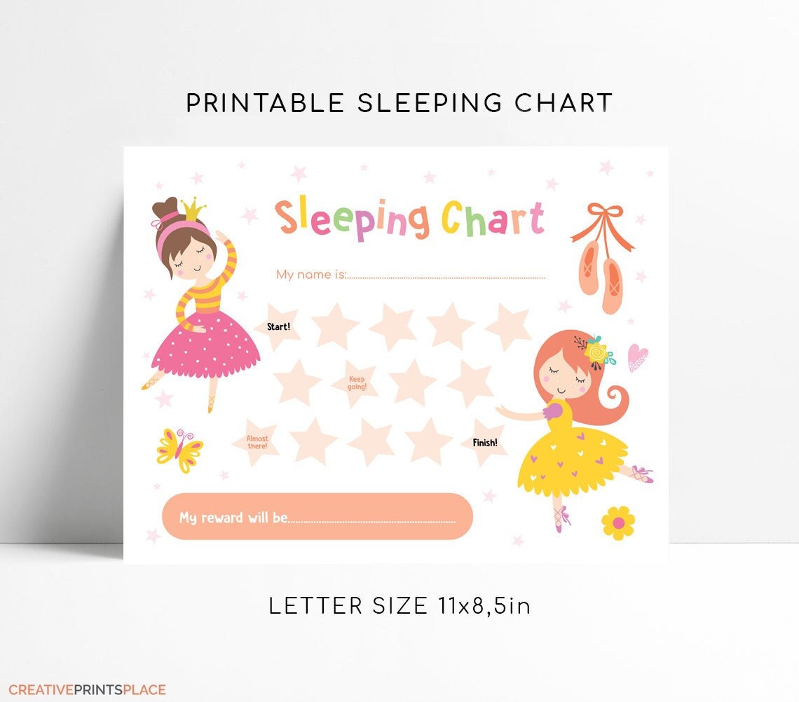 Ballerina Sleep Reward Chart, Sleep Training Printable, Bedtime Routine ...