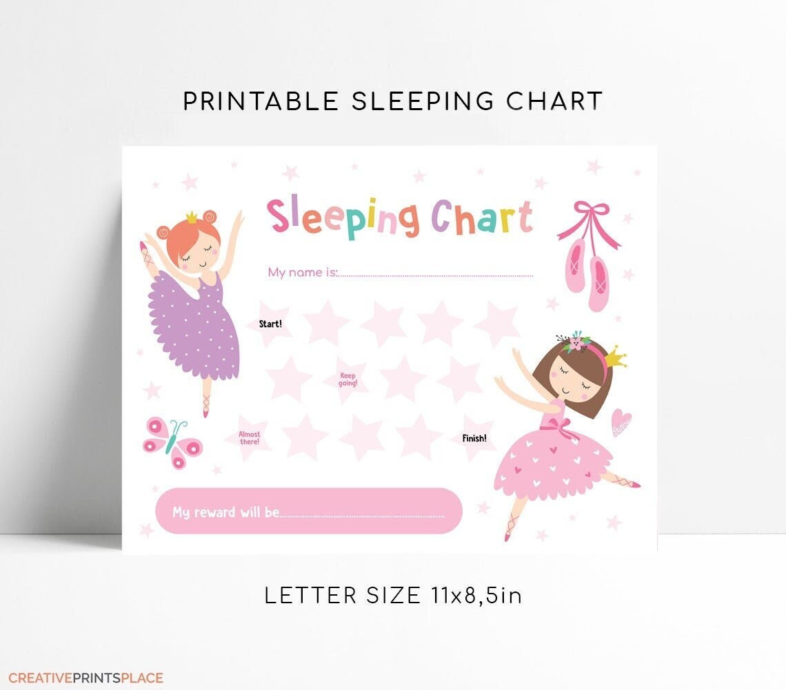 Ballerina Sleep Reward Chart: Bedtime Routine Printable (digital ...