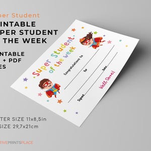 Student of the Week Certificate: Printable Classroom Award (digital ...