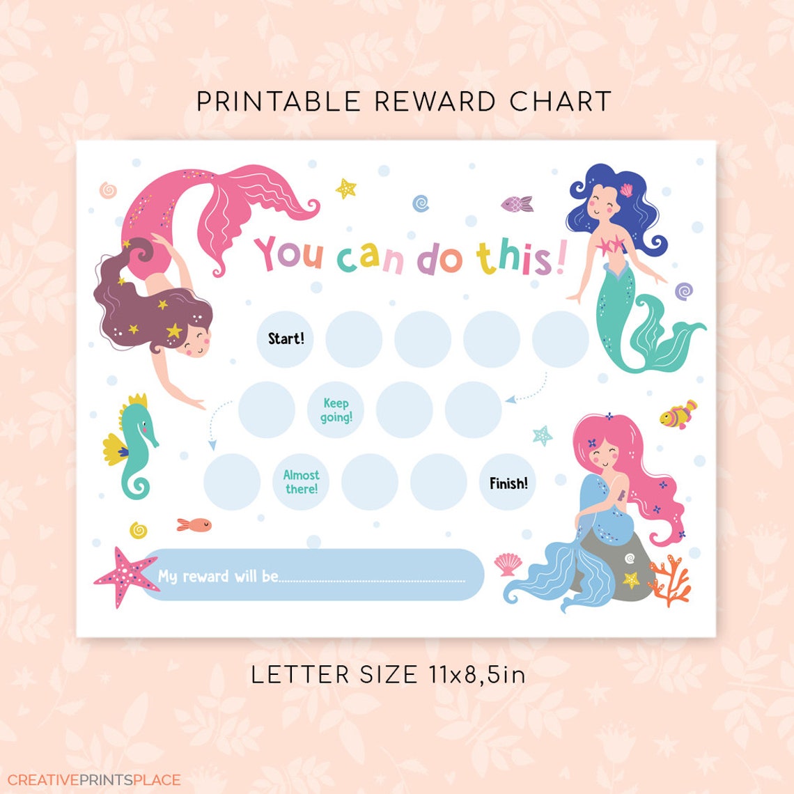 Printable Mermaid Reward Chart Mermaid Behavior Chart Girls - Etsy