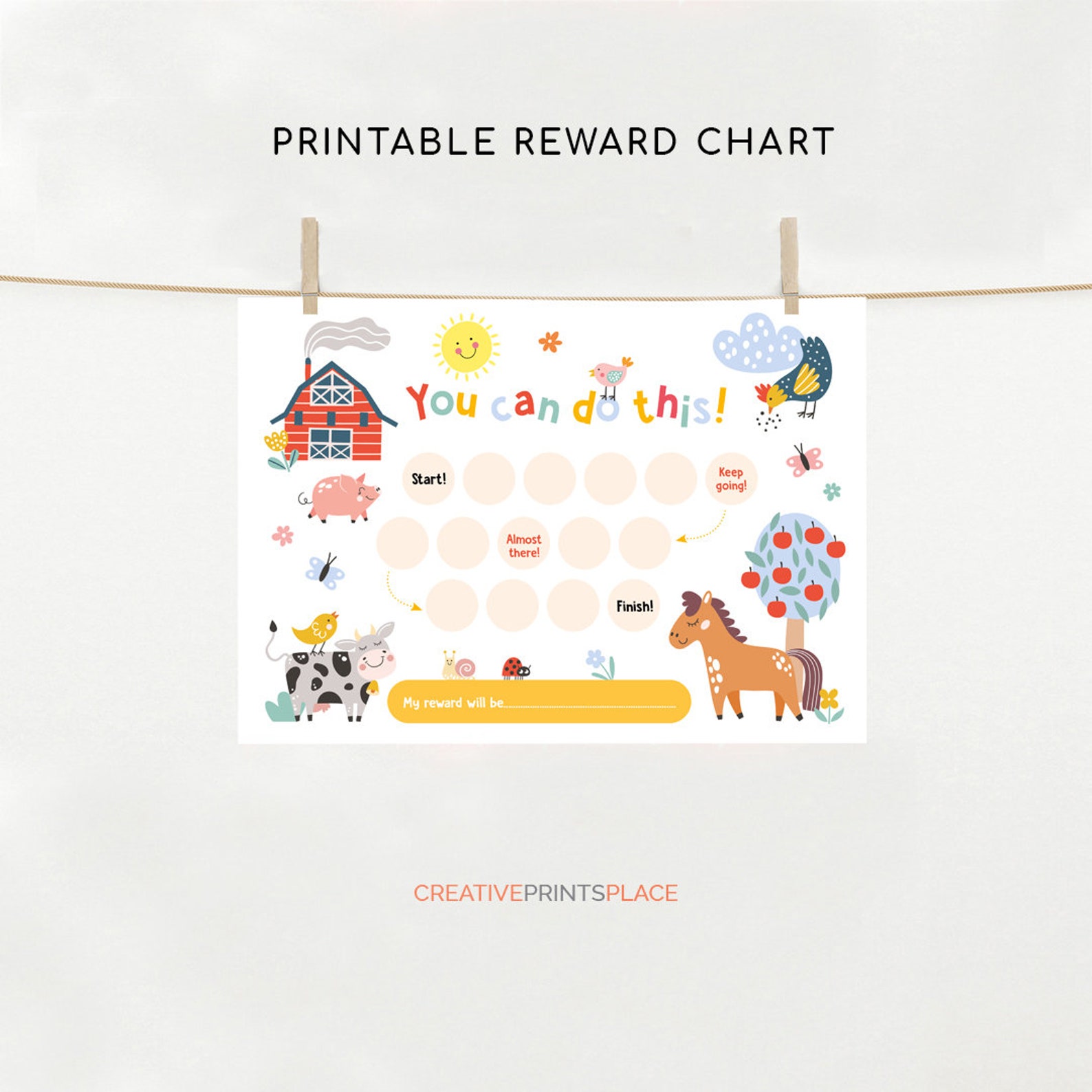 Printable Farm Animals Sticker Reward Chart, Farm Animals Reward Charts ...