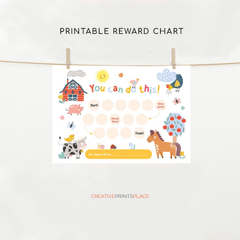 Printable Farm Animals Sticker Reward Chart, Farm Animals Reward Charts ...