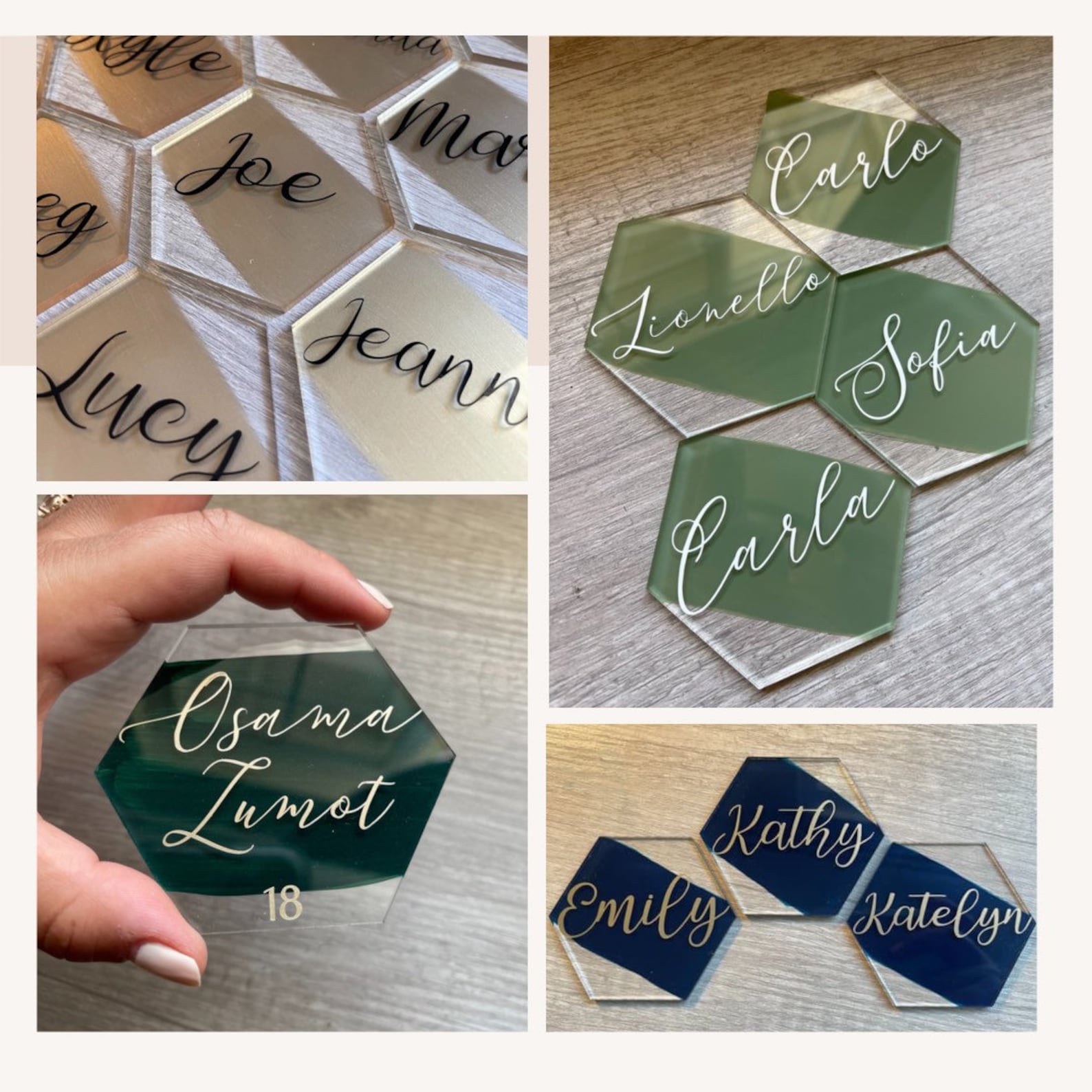 Acrylic Hexagon Placecards Custom Nameplate Wedding Event - Etsy