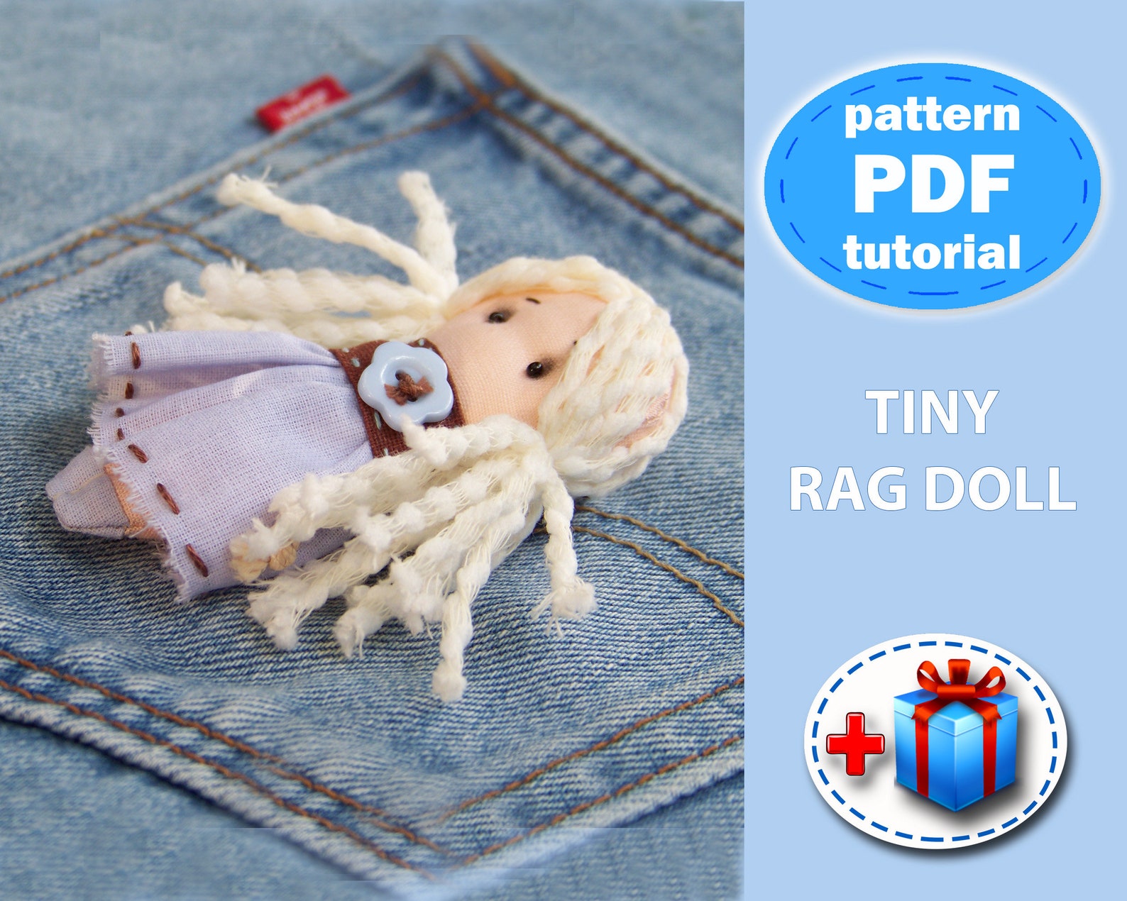 Tiny Rag Doll Pattern to Sew PDF/ Mini Cloth Doll Sewing - Etsy