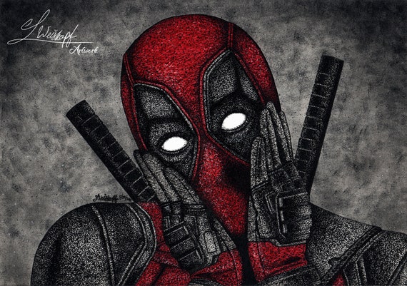 PRINT Stippling Art Deadpool Marvel wade wilson ryan | Etsy