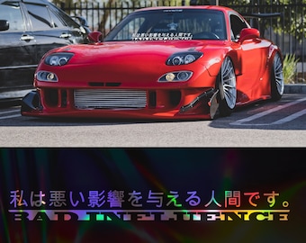 Bad Influence Holographic Silver Windshield Banner Decal / Sticker 6x33 ...
