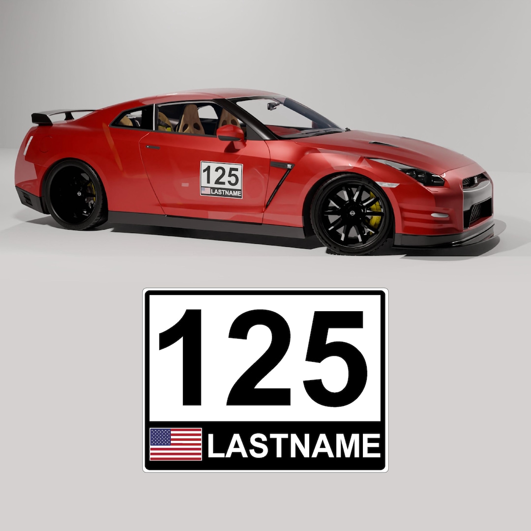 Racing Car Number Plate 2- Vinyl Sticker or Reusable Magnet - Custom ...