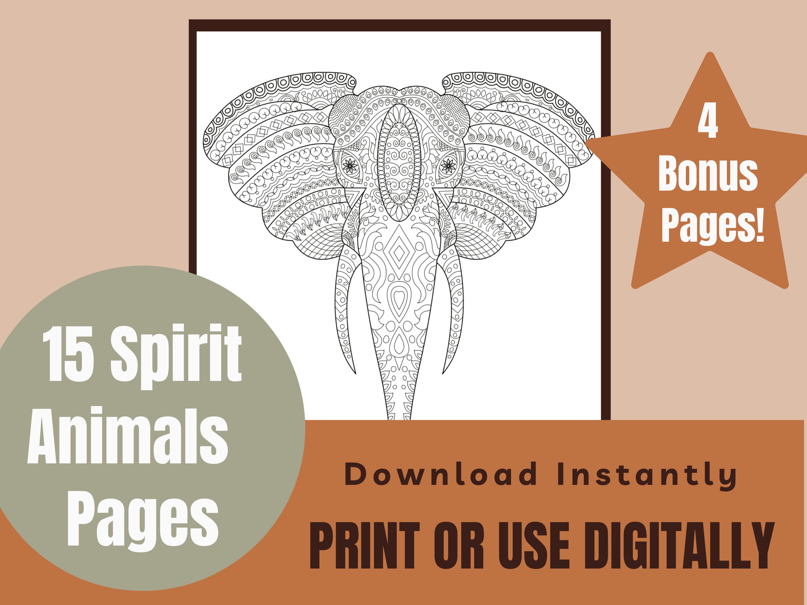 15 Mandala Animals, Adult Coloring Pages, Adult Coloring Book, Mandala ...