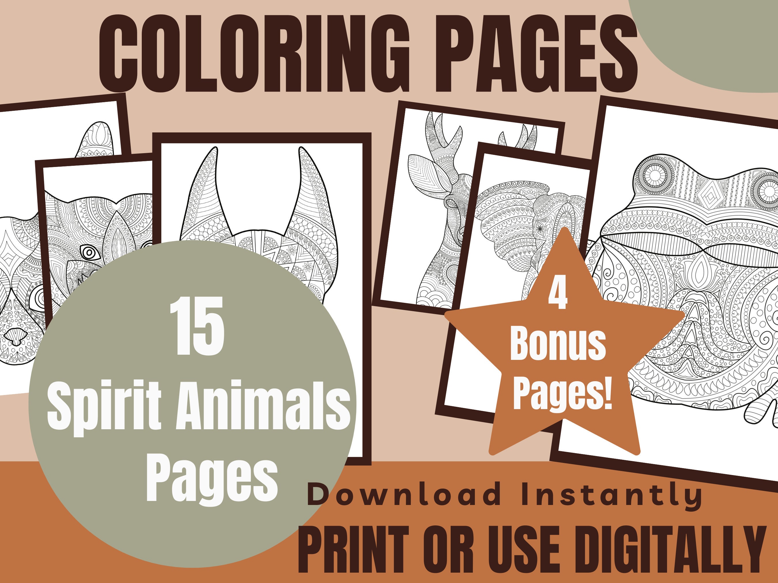 15 Mandala Animals, Adult Coloring Pages, Adult Coloring Book, Mandala ...