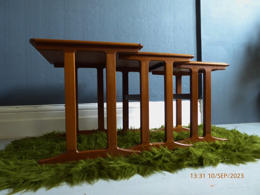 Stag Nest of Tables Teak Side Tables Vintage 1970s Lamp Side Occasional ...