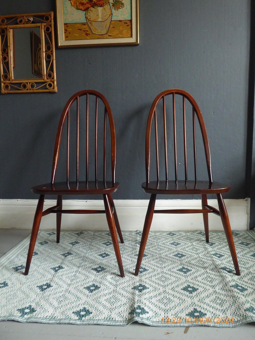 Mid Century Ercol Quaker Back Windsor Dining Chairs 365 Spindle Back ...