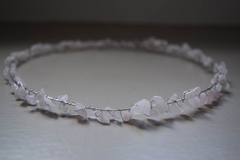 Persephone Light Pink Natural Stone Crown Etsy