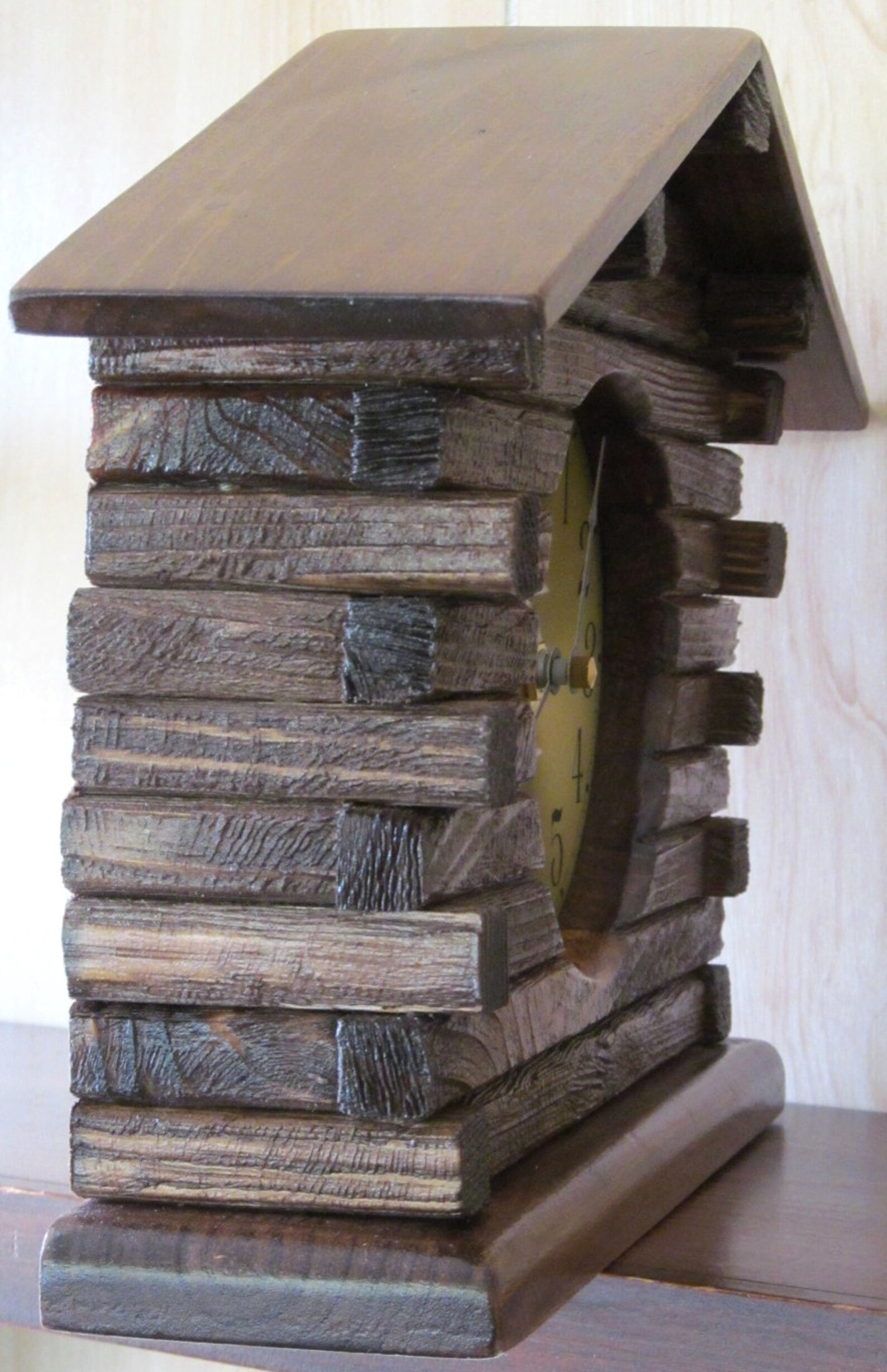 Small Wall Clock Rustic Log Cabin Clock Primitive Log Cabin | Etsy