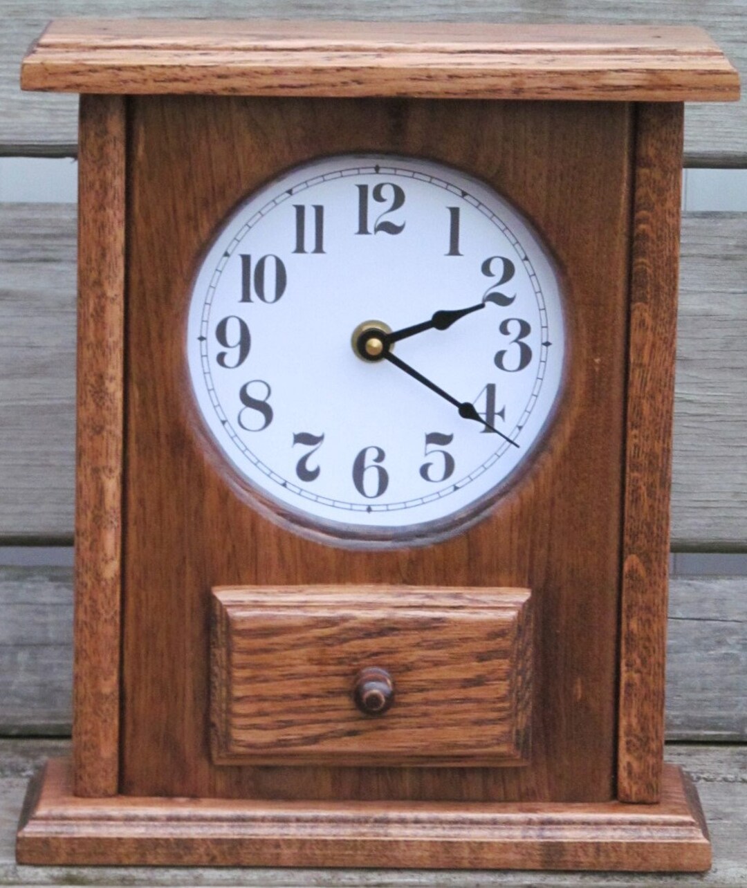 Small Wall Clock, Finished Oak Clock, Wall Clock, Mantle Clock, Rustic ...