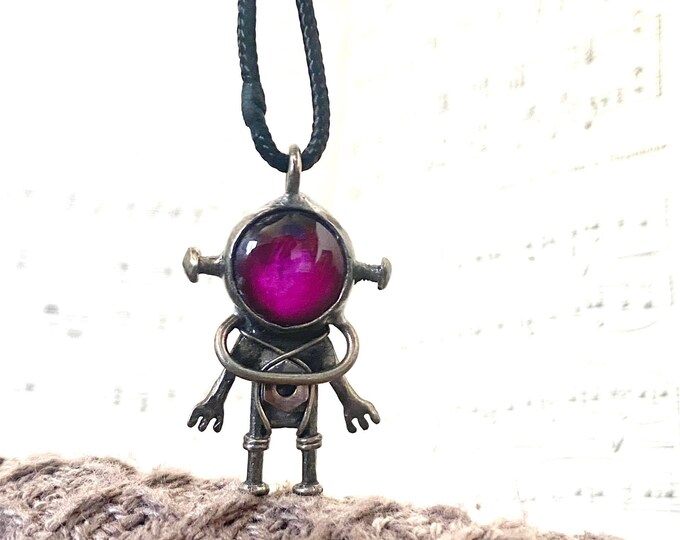 Mechanic Alien Pendant Artisan Postapocalyptic Mens Necklace - Etsy