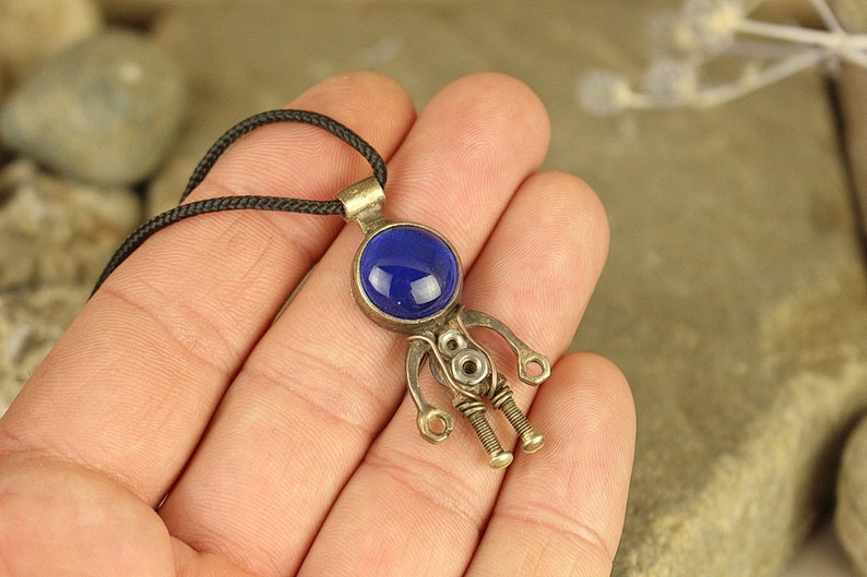 Mechanic alien pendant artisan postapocalyptic mens necklace | Etsy