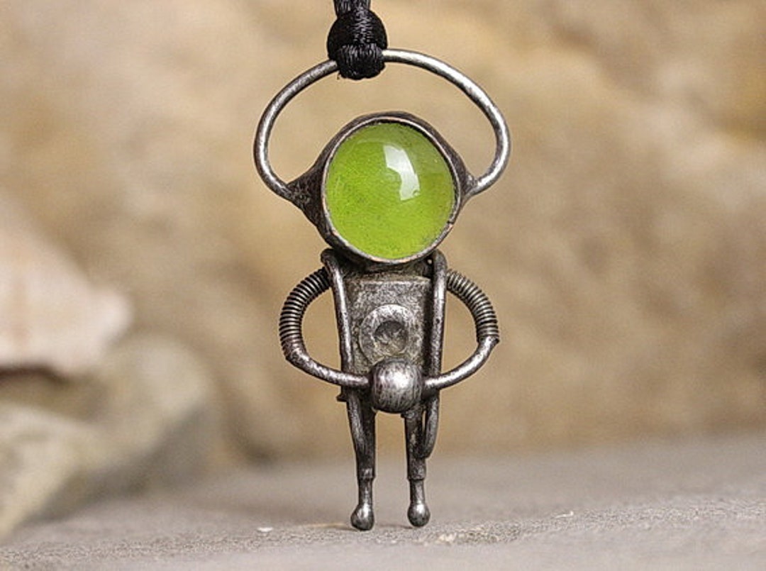 Mechanic Alien Pendant Artisan Postapocalyptic Mens Necklace - Etsy