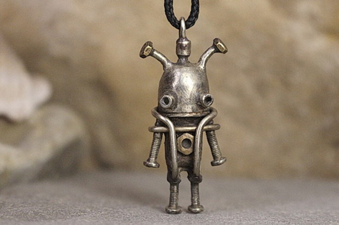 Little Robot Pendant Biomechanical Jewelry Gift for Men Industrial ...