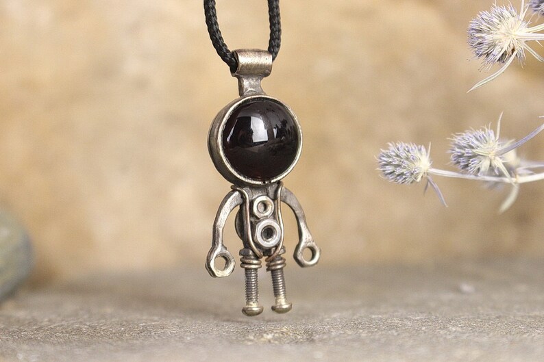 Mechanic alien pendant artisan postapocalyptic mens necklace | Etsy