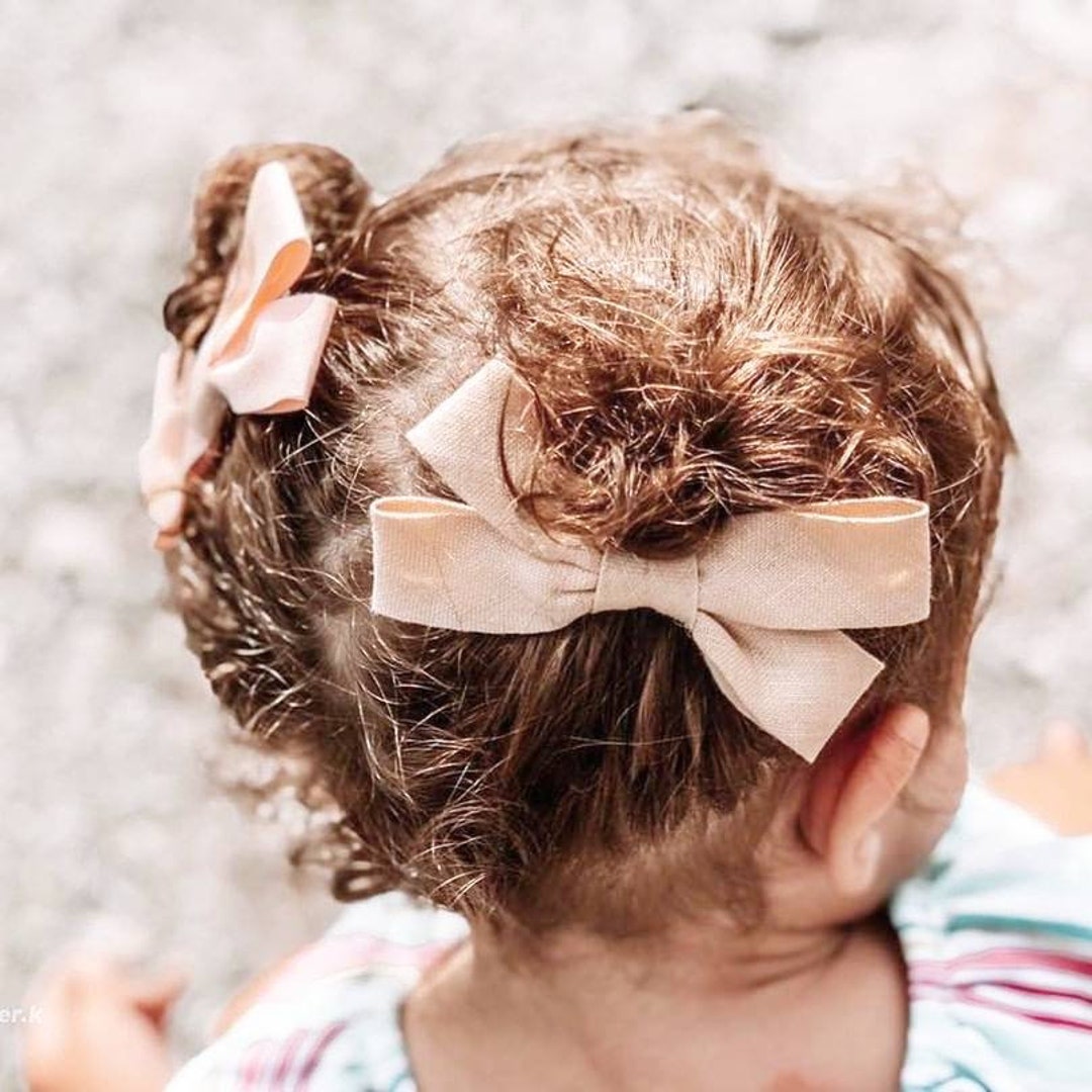 Neutral Colors Hair Bows for Girl, Boho Summer Bows, Pigtail Bow Set ...