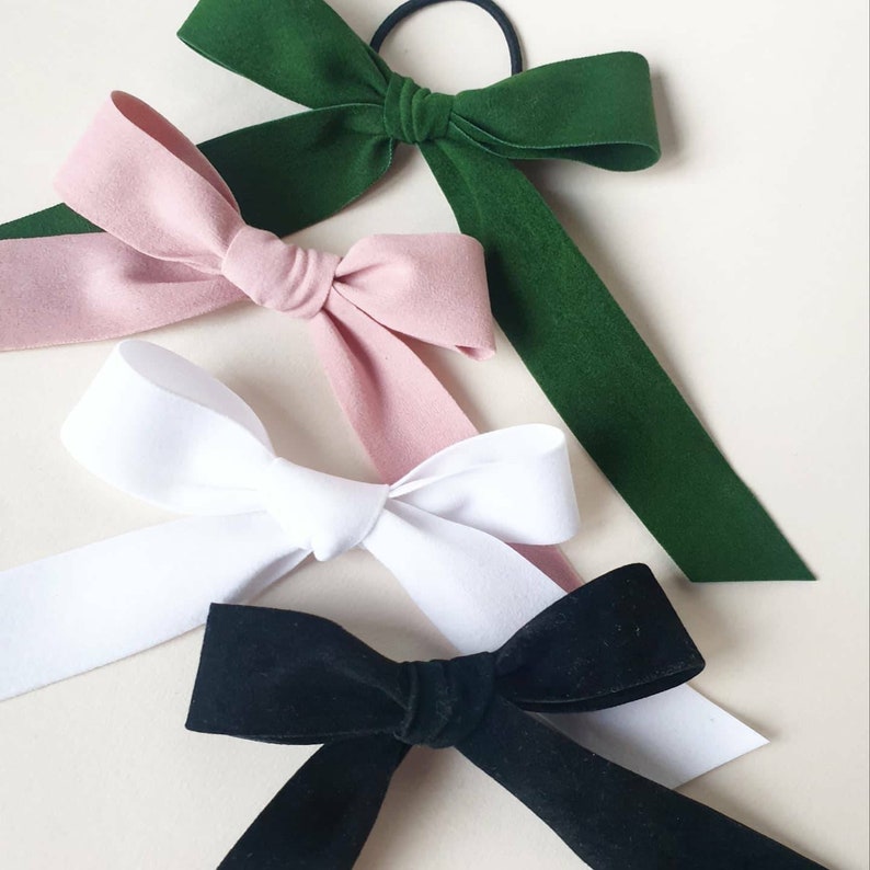 Velvet Hair Bow Hair Ribbon Adult Hair Bow Long Tail Bow - Etsy