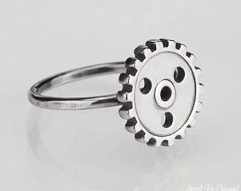 Silver gear ring | Etsy