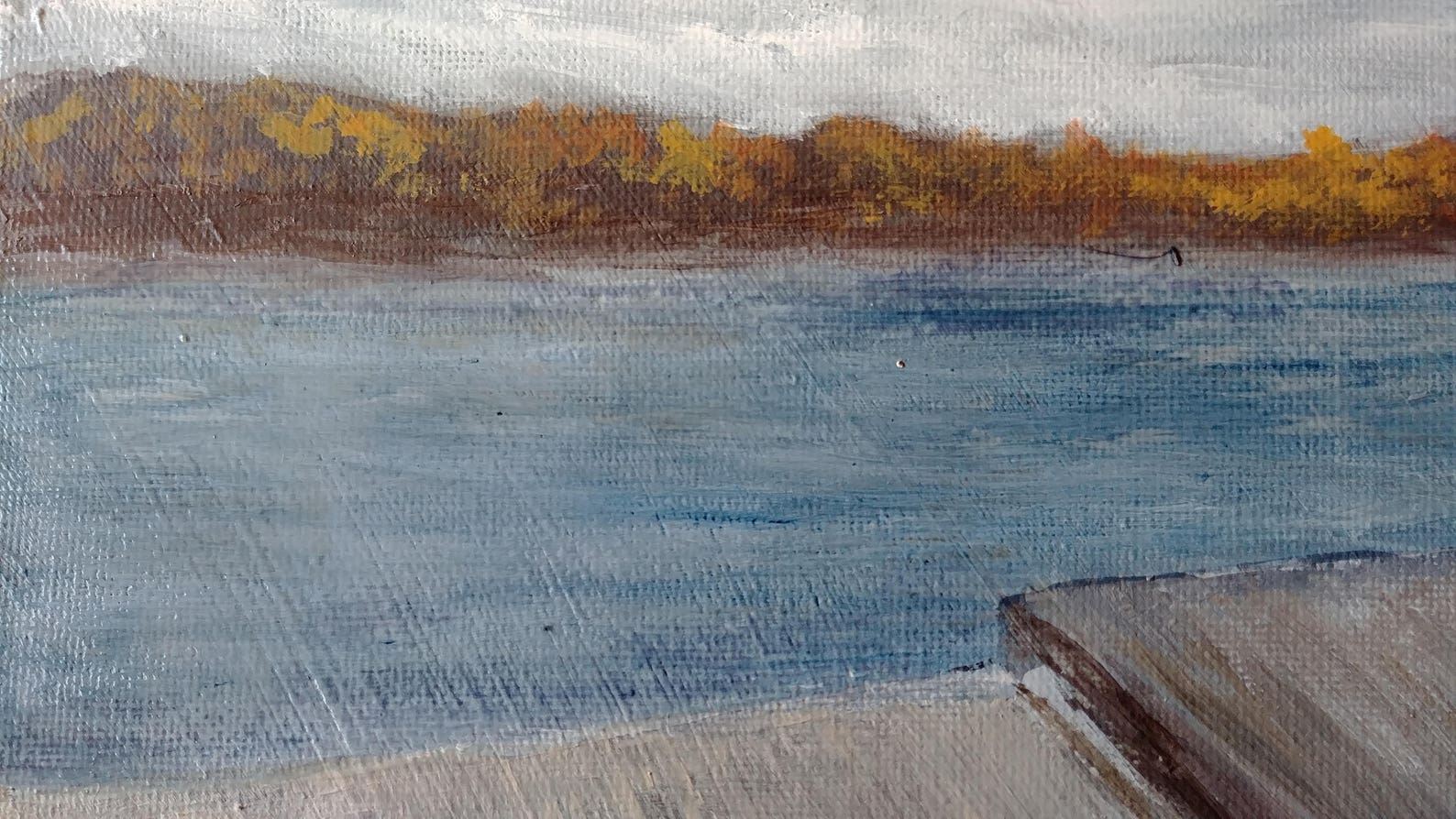 Original Art, Lake Painting, Autumn Painting,dock on Water, 12x12 ...