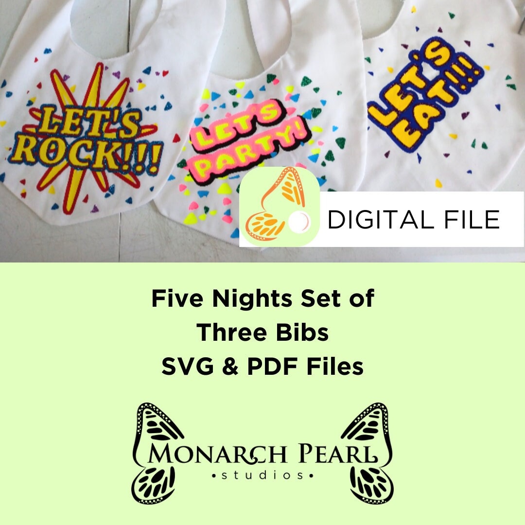 FNAF Chica Five Nights Set of Three Bibs SNG & PNG Files - Etsy