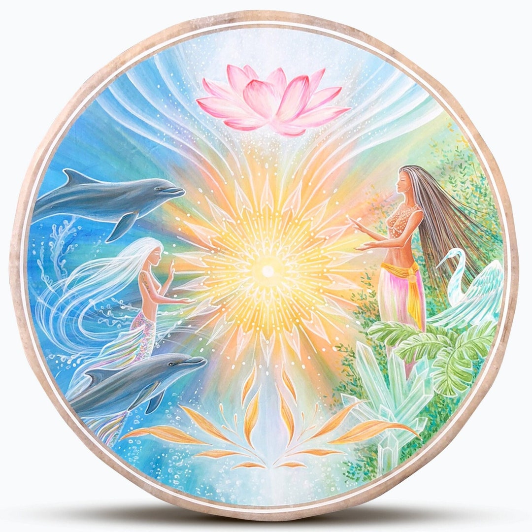 Custom Shamanic Drum, Sacred Balance, Sun, Guardian of the Sea ...