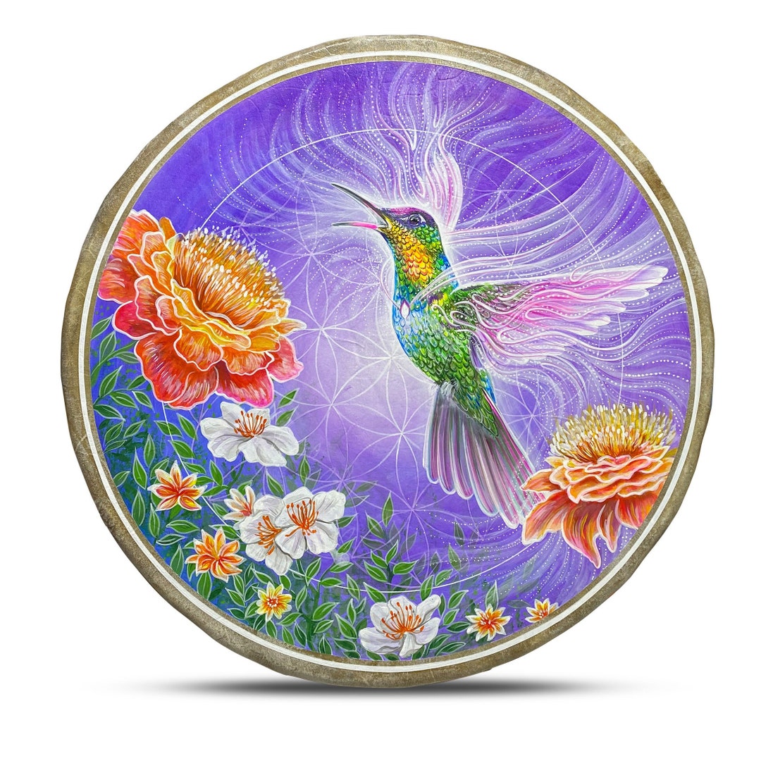 Custom Shamanic Drum, Hummingbird, Totem, Sacred Geometry, Energy ...