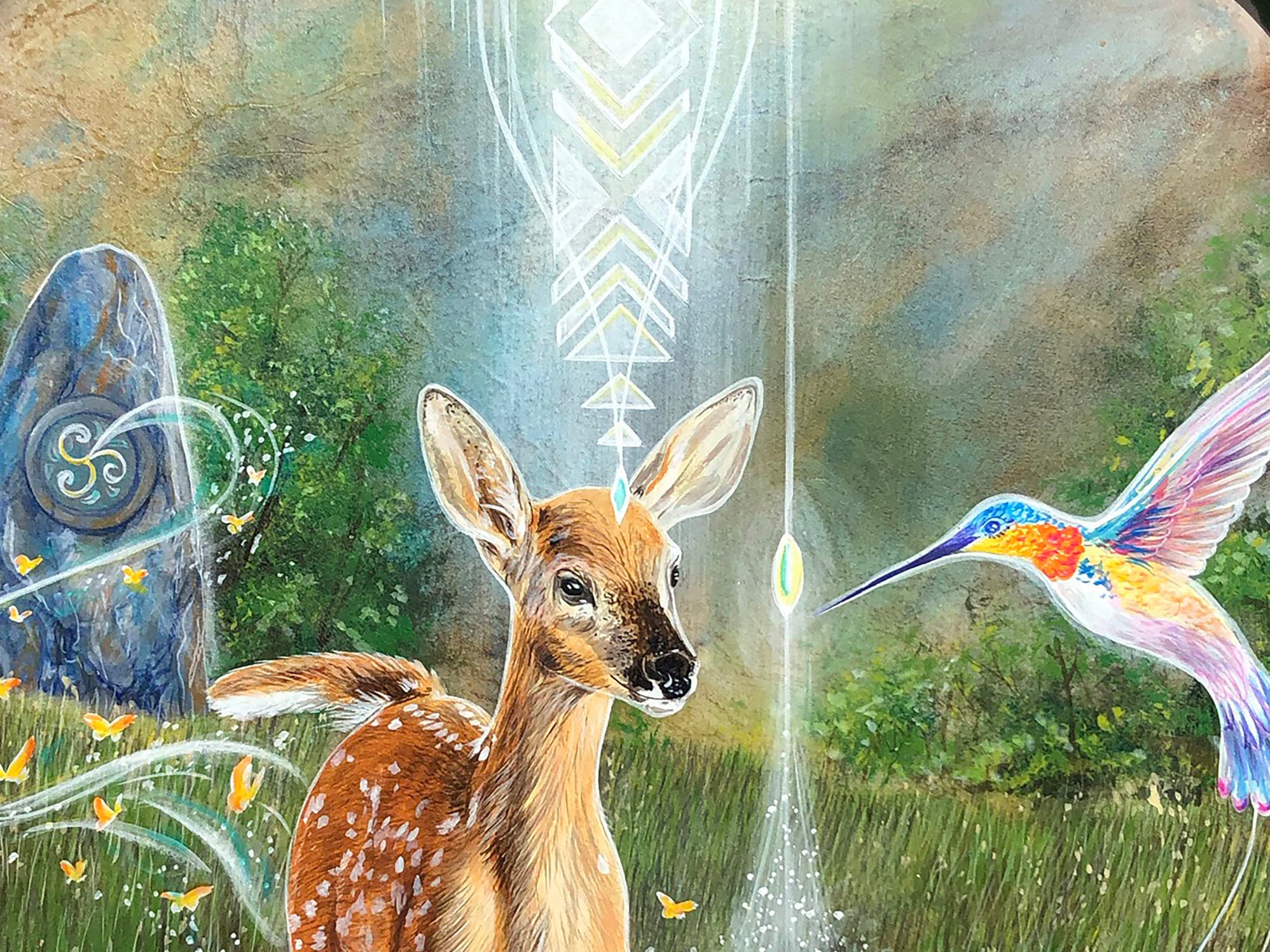 Shamanic Custom Drum Deer Hummingbird Deer Ancestral - Etsy