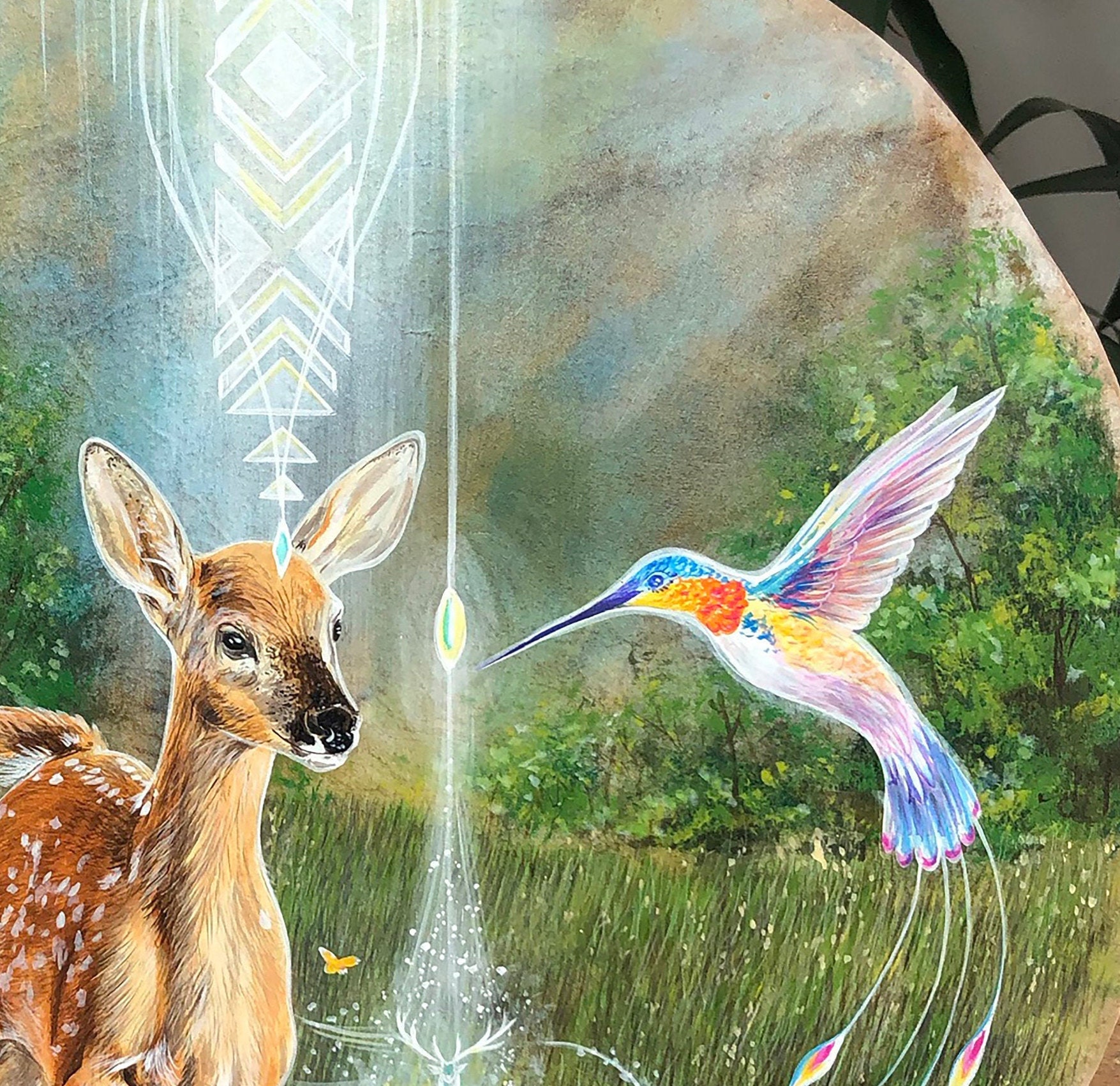 Shamanic Custom Drum Deer Hummingbird Deer Ancestral - Etsy