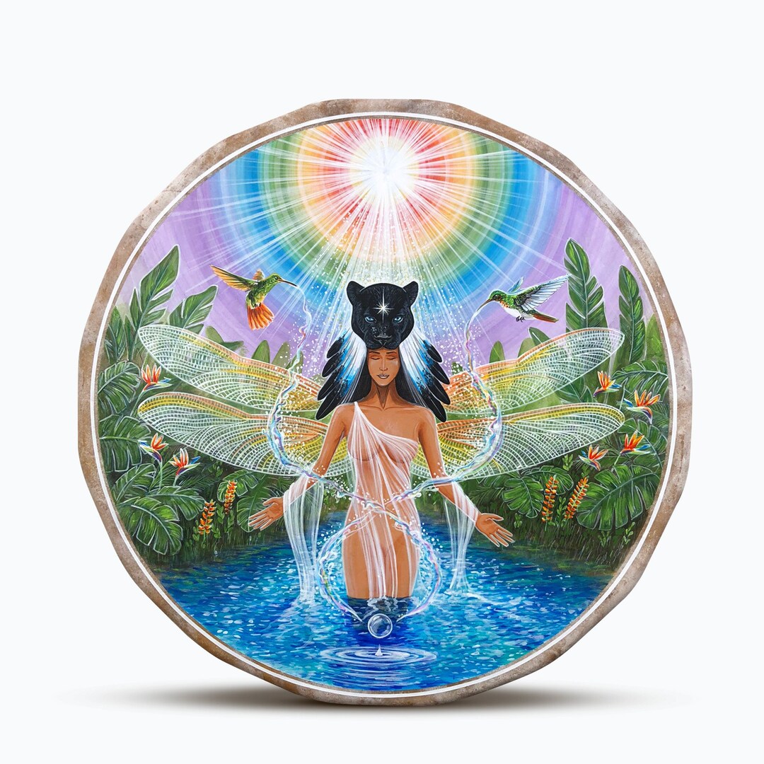 Shamanic Custom Drum Goddess of Water Panther Dragonfly - Etsy