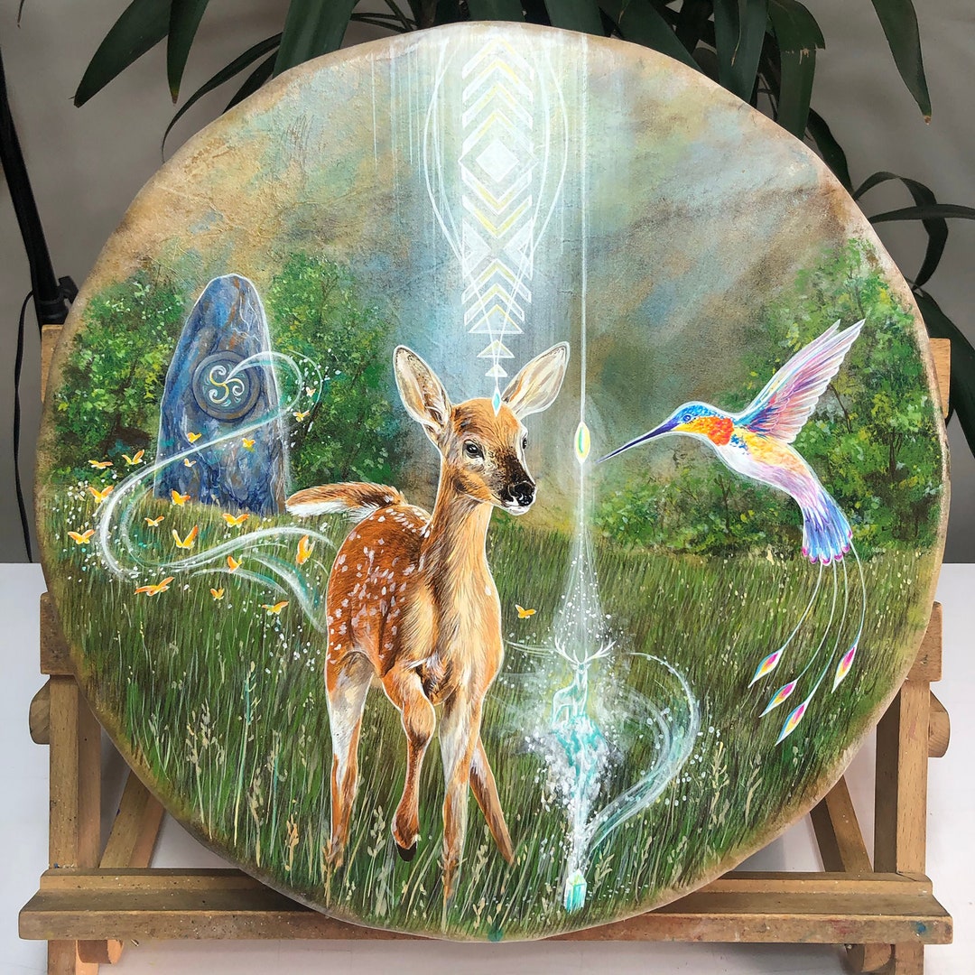 Shamanic Custom Drum Deer, Hummingbird, Deer, Ancestral, Connection ...