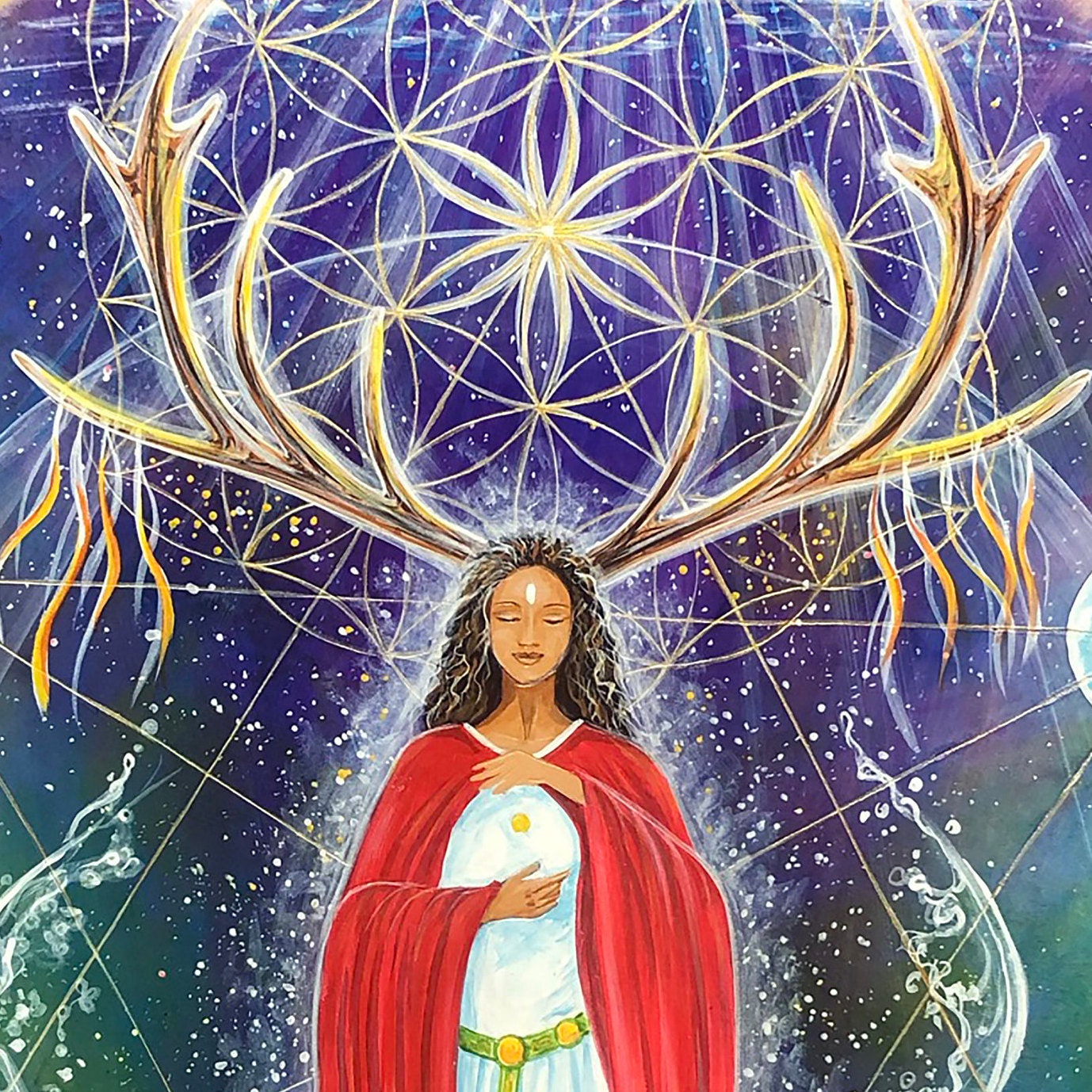 Shamanic Custom Drum Woman Flowing Water Celtic Sacred | Etsy