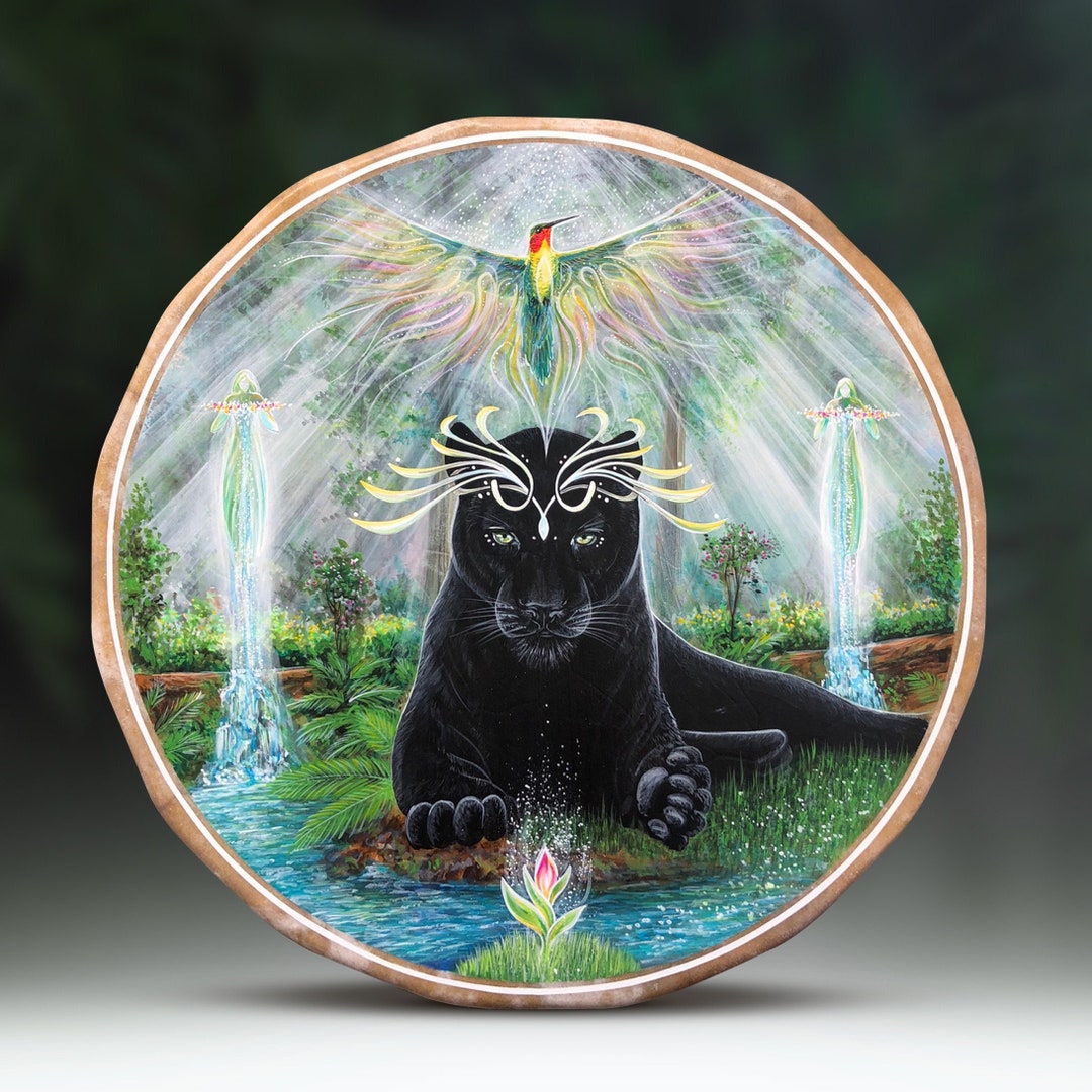 Personalized Shamanic Drum Panther Totem, Hummingbird Totem, Guardians ...