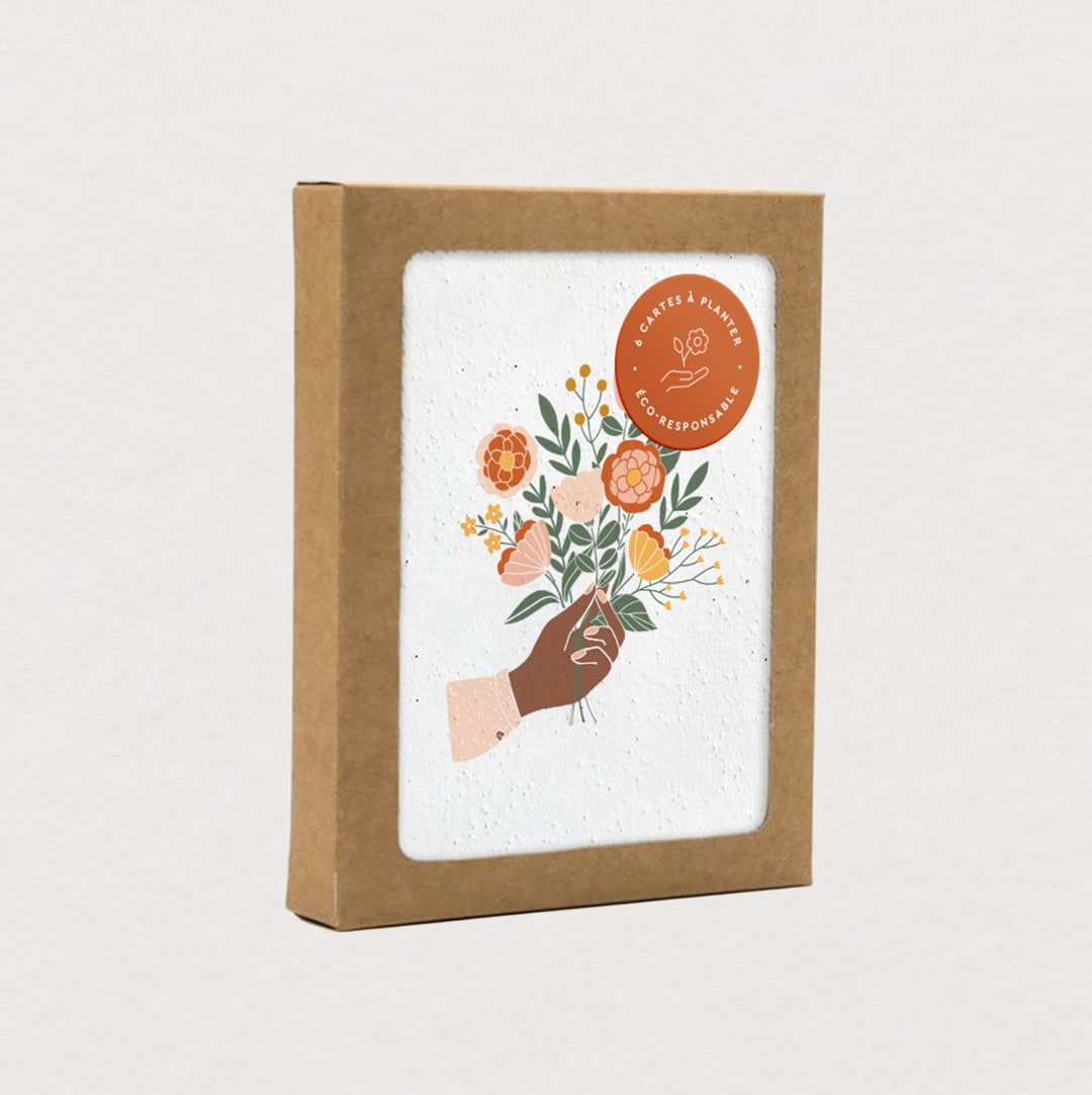 Set of 6 Plantable Cards - Seeded Cards to Personalize - Set of Eco ...