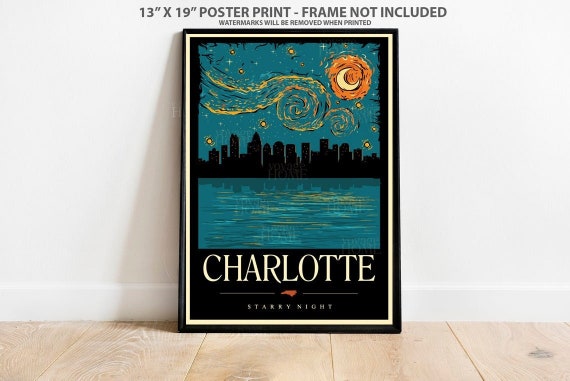 Charlotte Poster Charlotte North Carolina Print Charlotte | Etsy