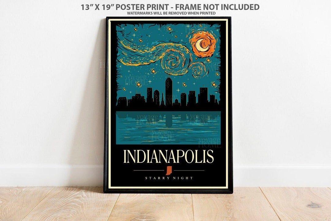 Indianapolis Poster Indianapolis Indiana Print Indianapolis Starry ...